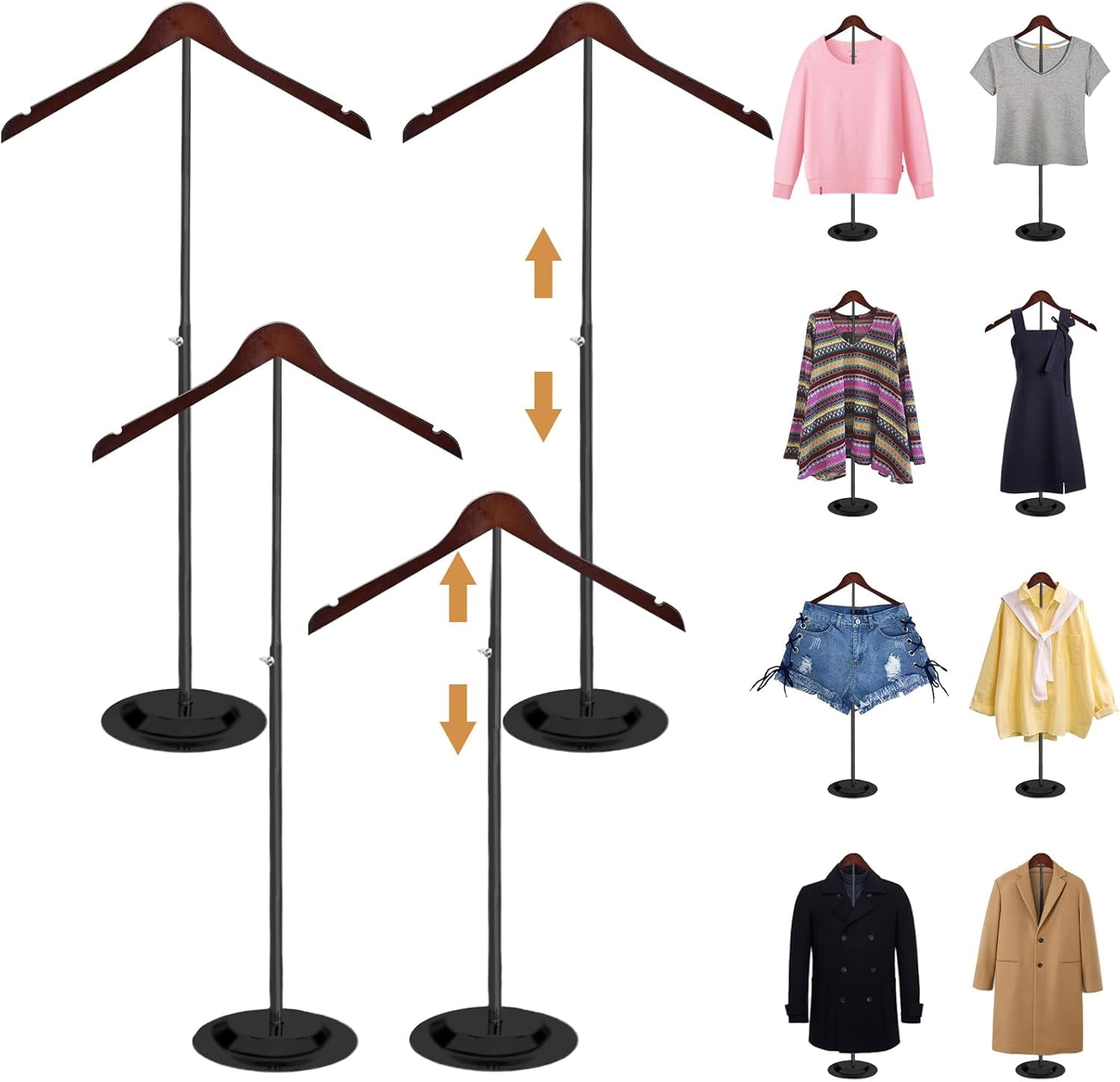 4 Pack Adjustable T Shirt Display Stand, 16-28 Inch Adjustable T Shirt ...