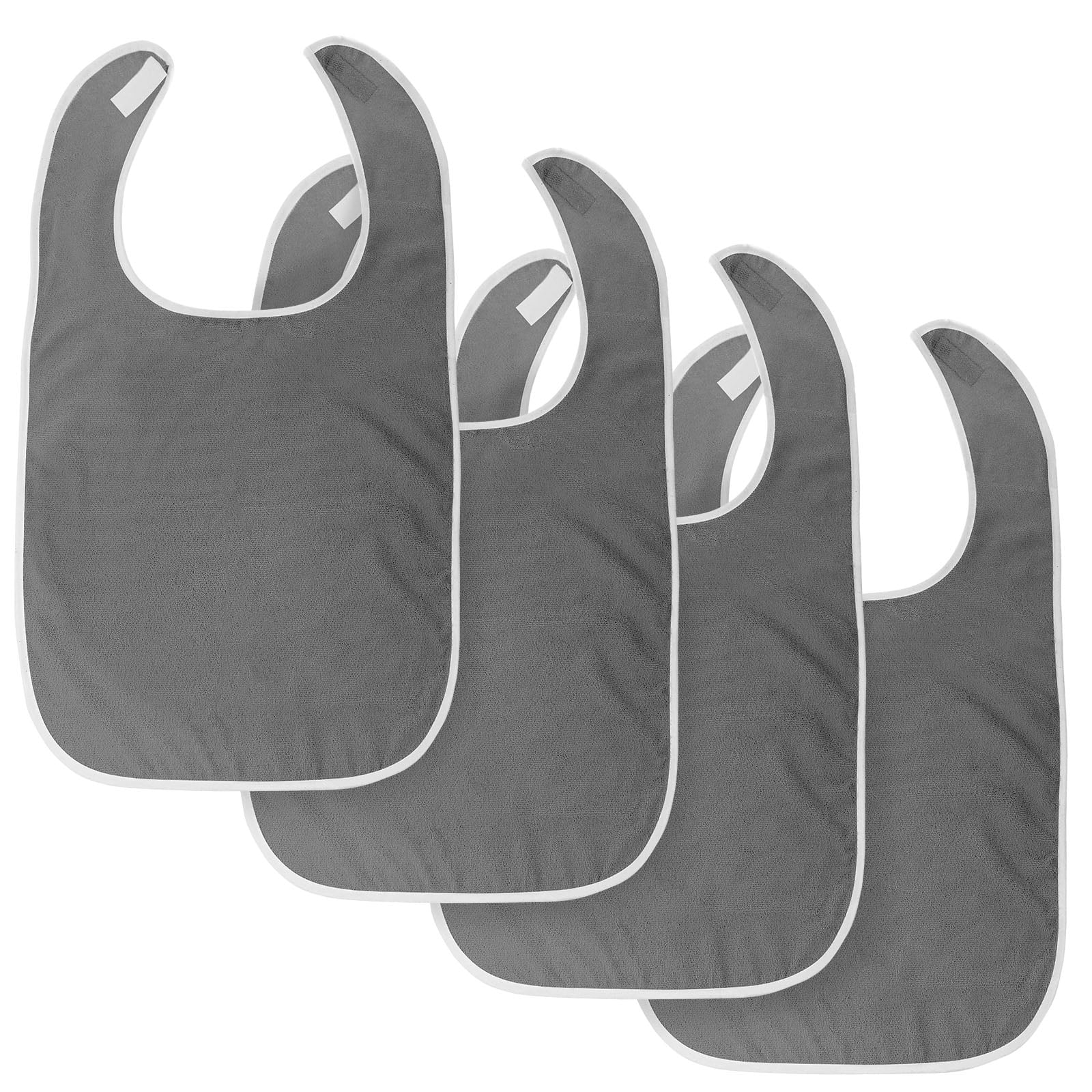 4 Pack Adult Bibs Soft Polyester Terry Bibs Adjustable Washable Drool ...