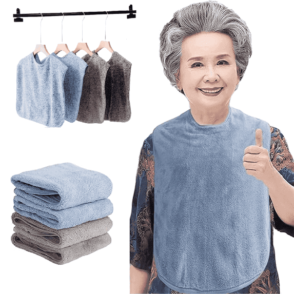 4 Pack Adult Bibs for Men and Women, Large Terry Cloth Bibs with ...
