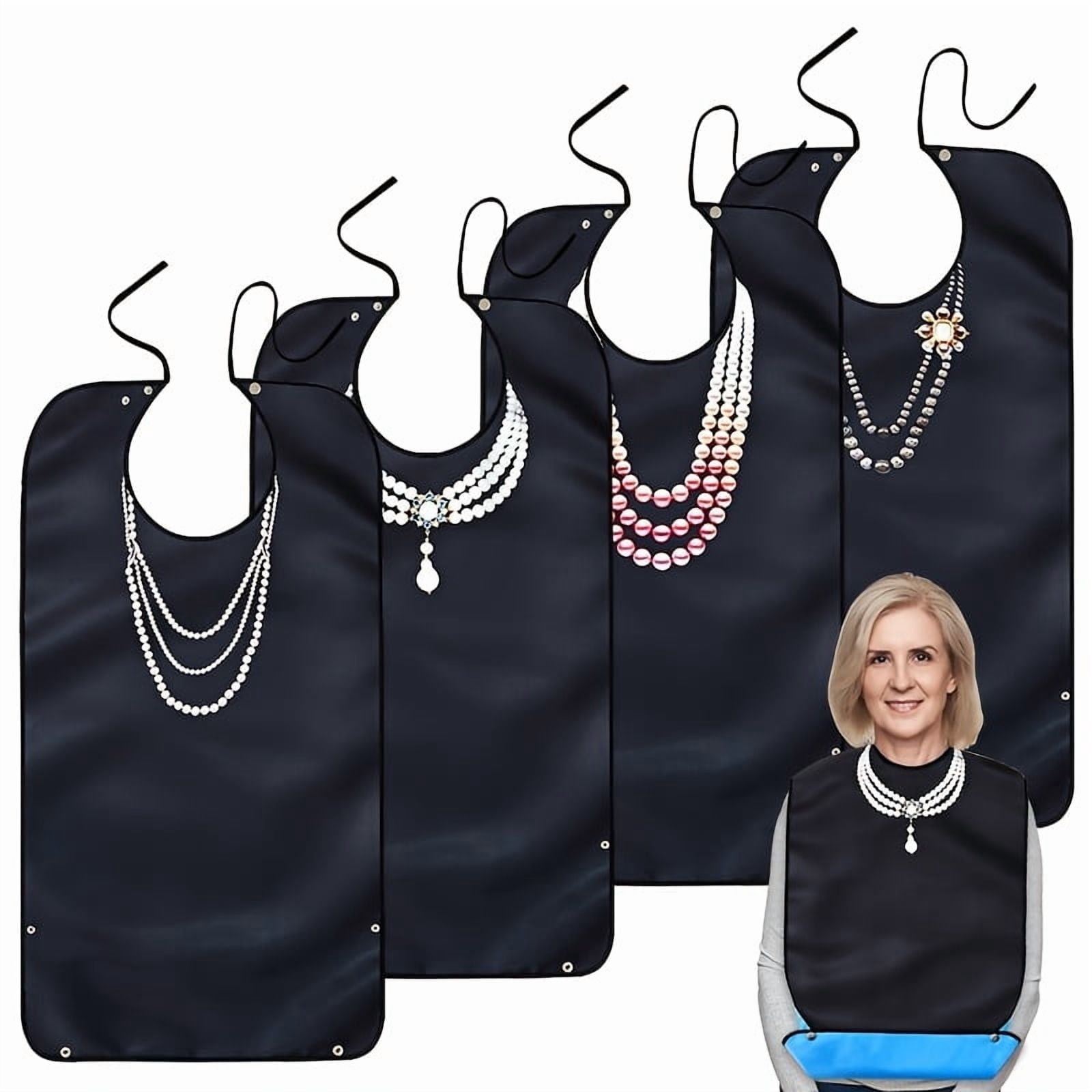 4 Pack Adult Bibs for Women, Reusable Adult Bibs for Eating with Crumb ...