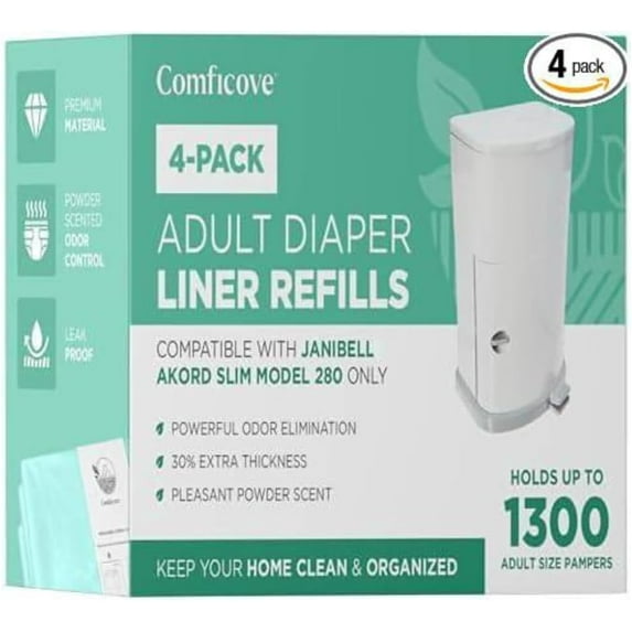 4 Pack Adult Diaper Liner Refills, Compatible with Janibell XIULIN 280 ...