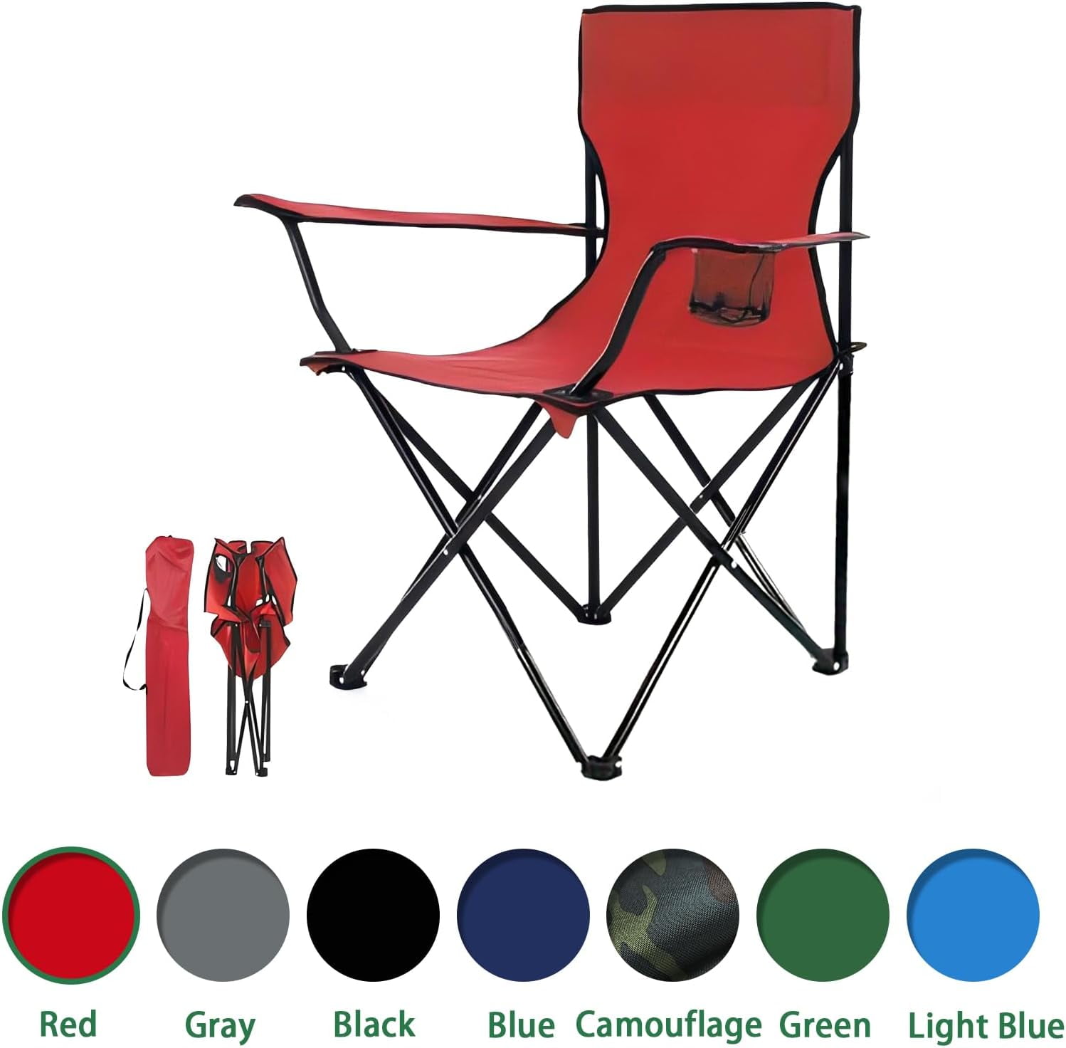 4 Pack Adult Folding Lightweight Camp Chair, Folding Chair with A Cup ...