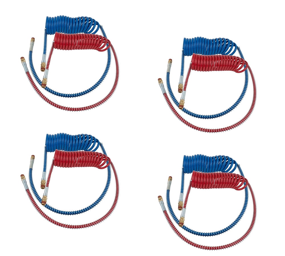 4 Pack Air Brake Coiled/Hose Assembly - 15Ft w/ 40" Pigtails Trailer ...