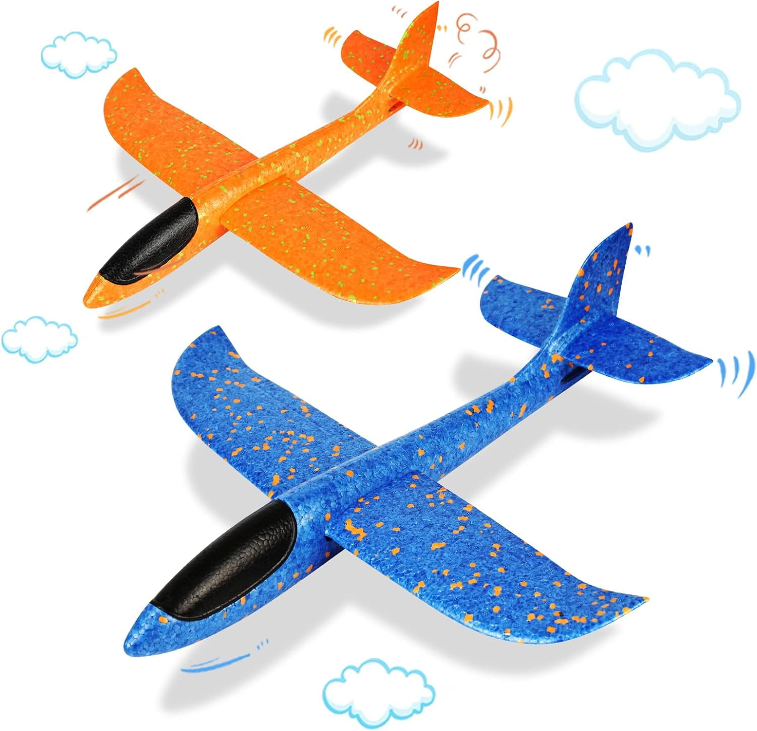 4 Pack Airplane/Flying Toys, 17.5" Large Throwing Foam Plane/Gliders, 2 ...