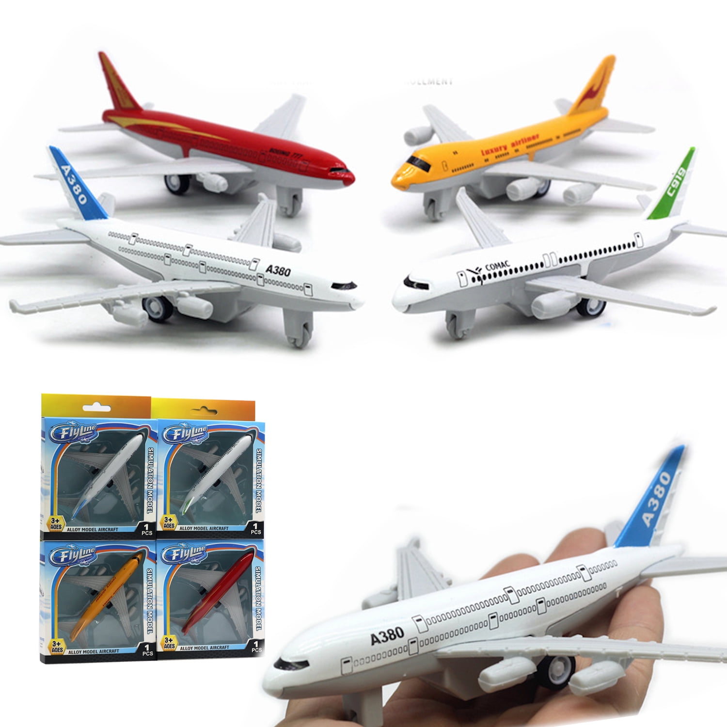 4 Pack Airplane Toys, Metal Plane Pull Back Airplane Toys for 3 4 5 6 ...