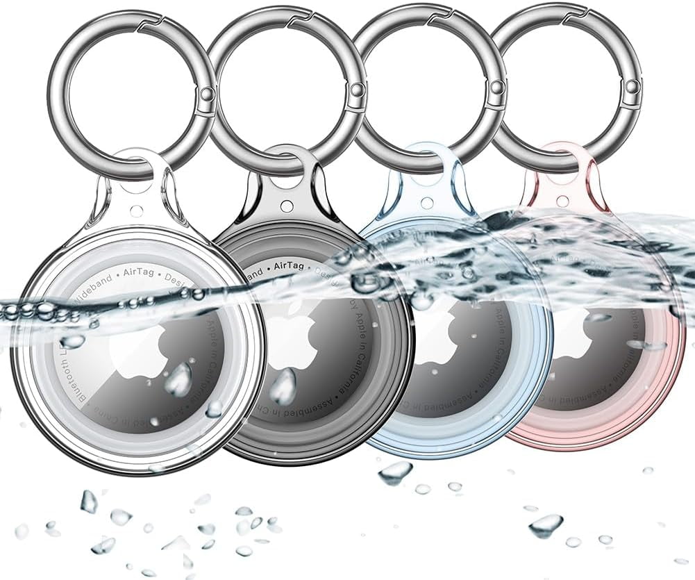 4 Pack Airtag Holder IPX8 Waterproof for Apple Air Tags with Keychain ...