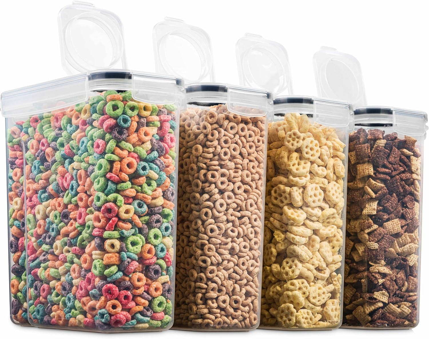 4 Pack Airtight Cereal & Dry Food Storage Container - BPA Free Plastic ...