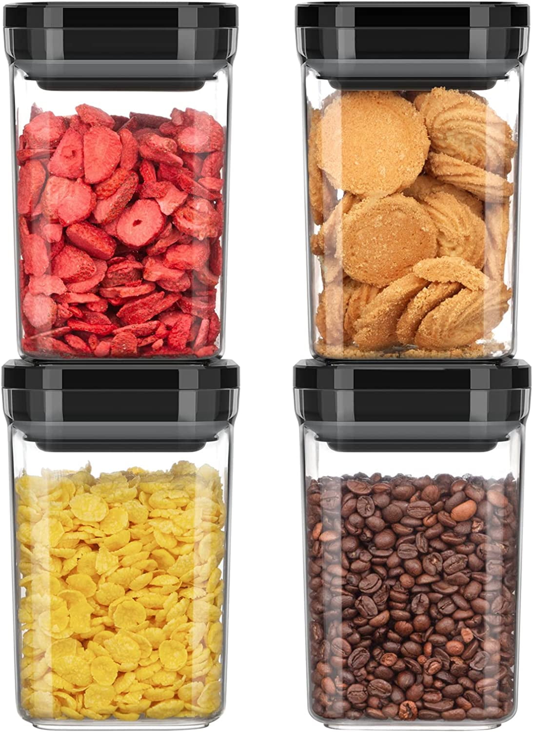 4 Pack Airtight Food Storage Container Set, BPA Free Kitchen Pantry ...