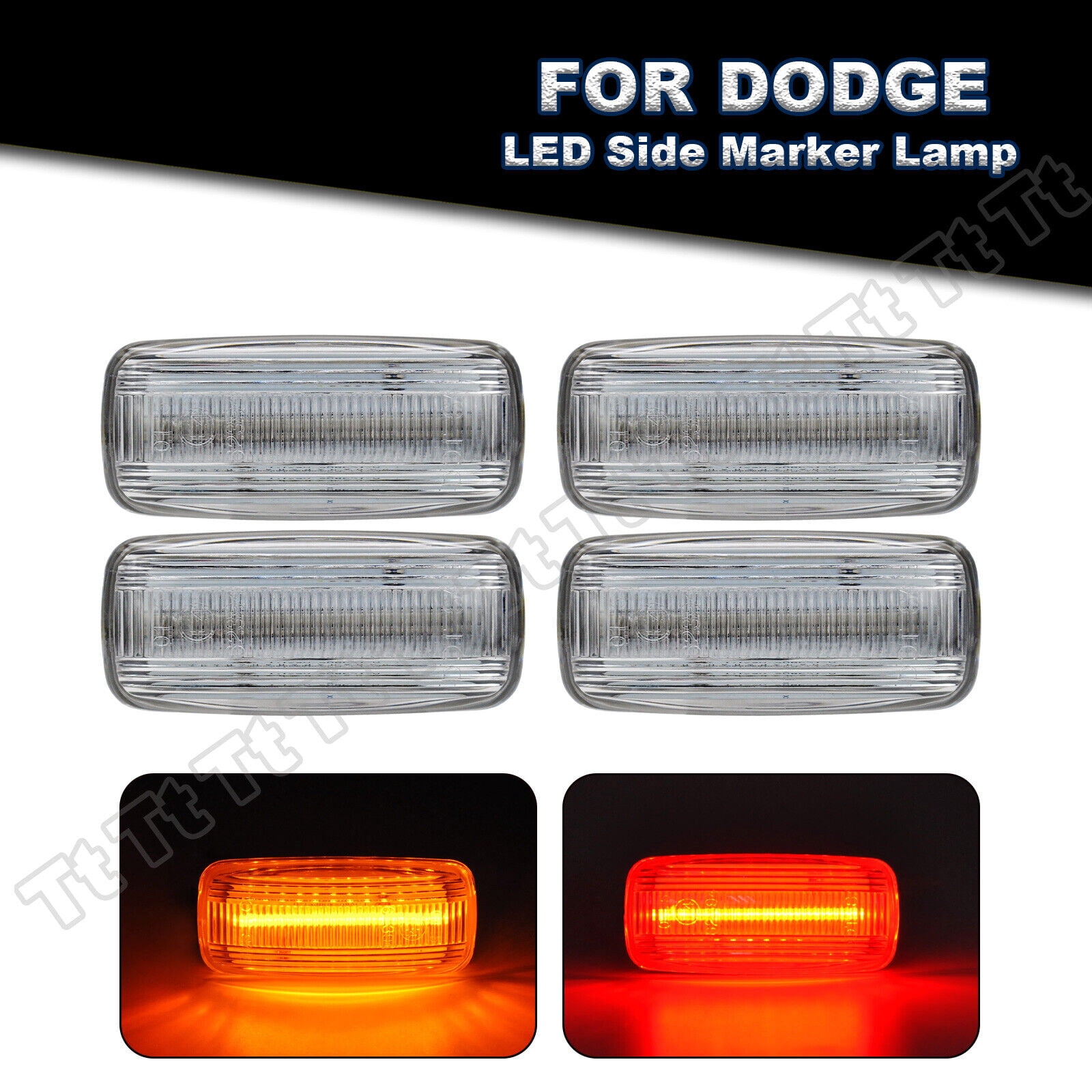 4 Pack Amber/Red LED Fender Side Marker Lights for 10-18 for Dodge Ram ...