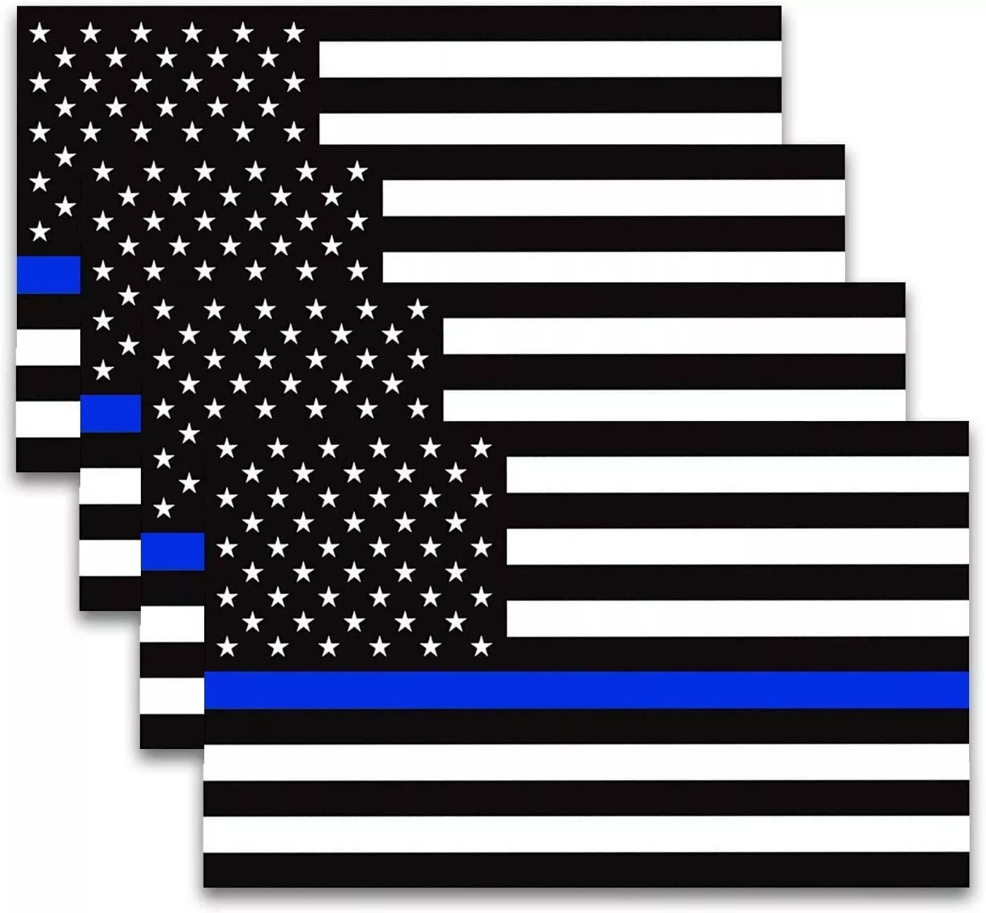 4-Pack American Flag Sticker Decal Blue Line 3x5" Subdued US Flag ...