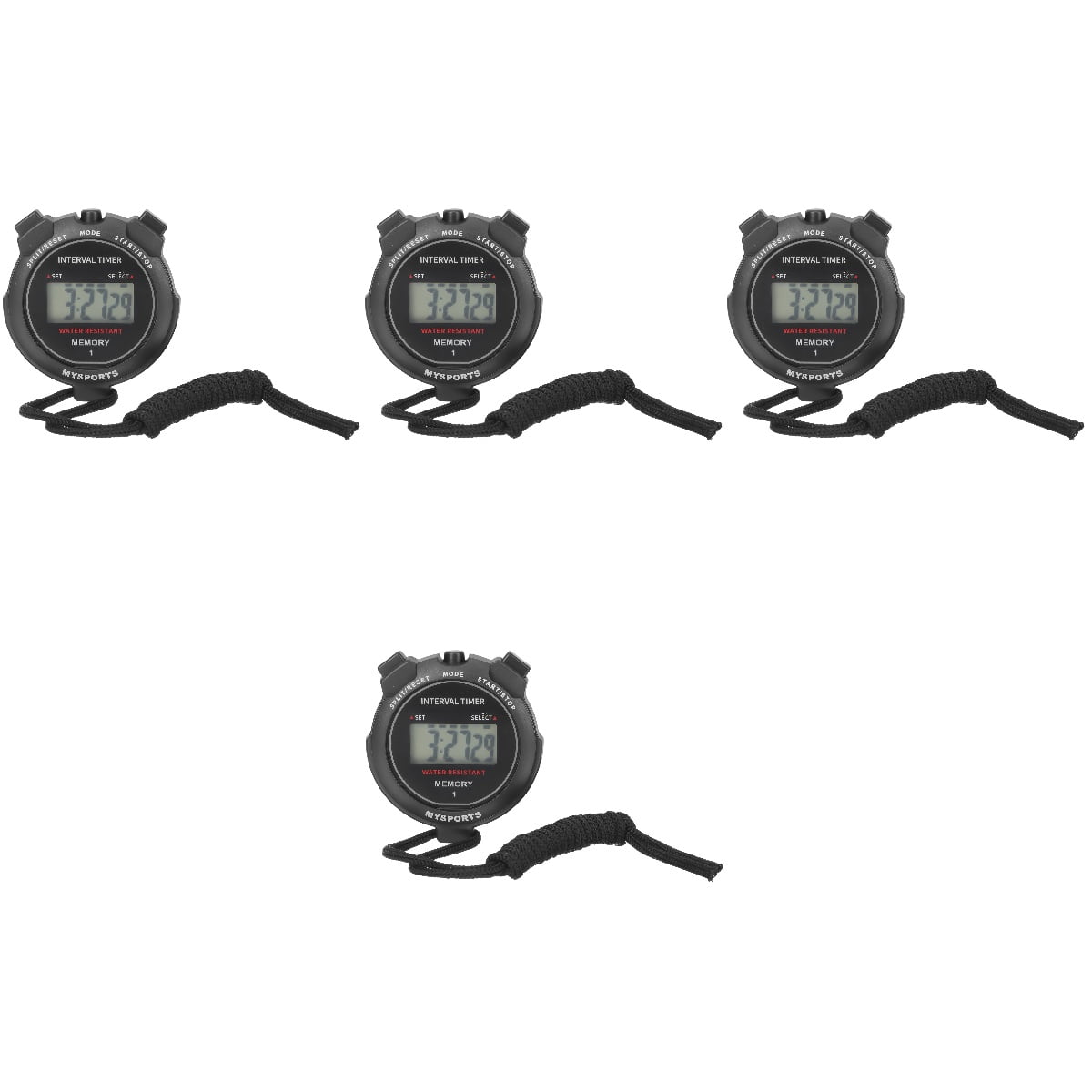 4 Pack Analog Stopwatch Timer Waterproof Chronograph Electronic Sport ...