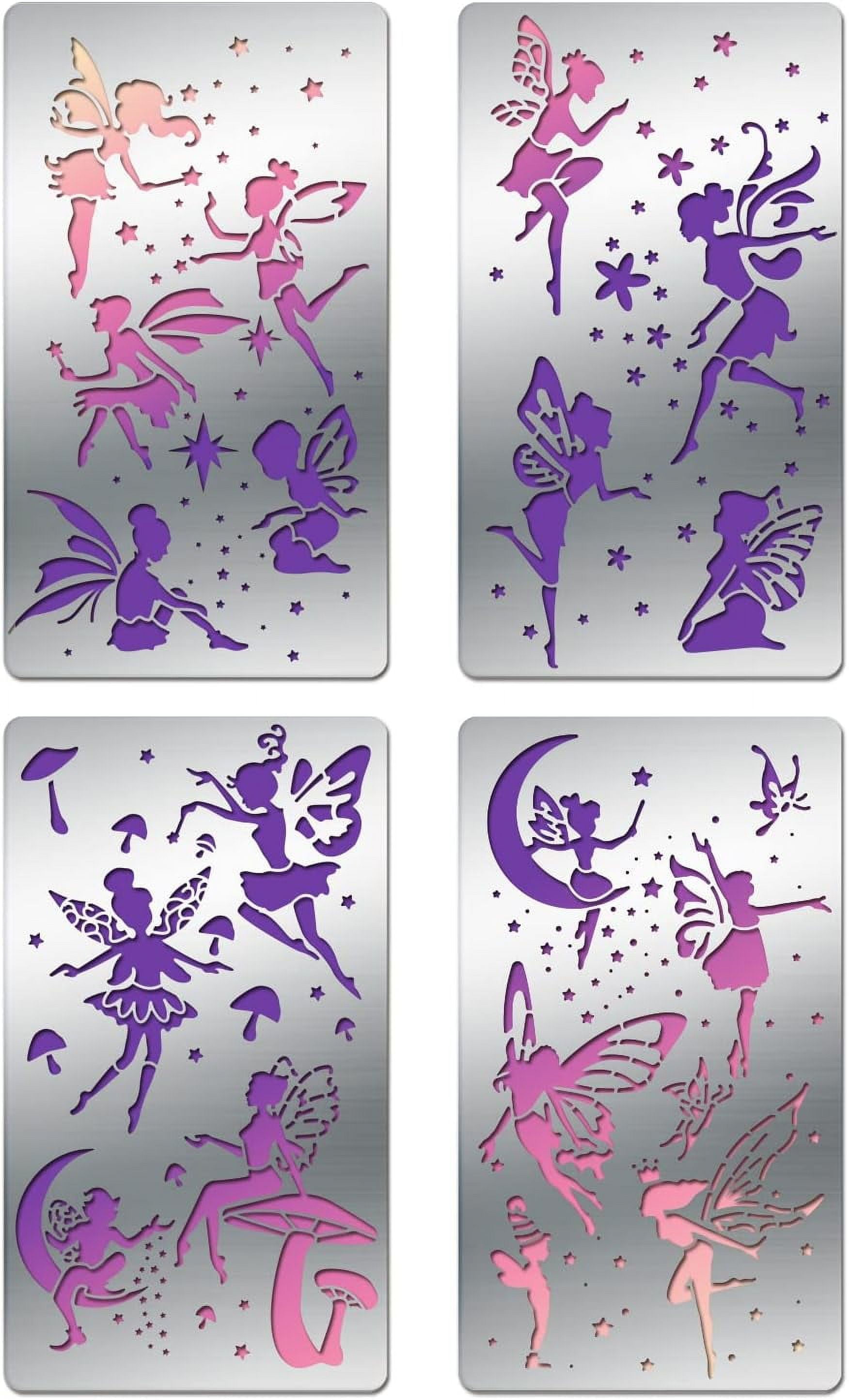 4 Pack Angel Fairy Pattern Stencil Template 4x7 Inch Star/Mushroom ...