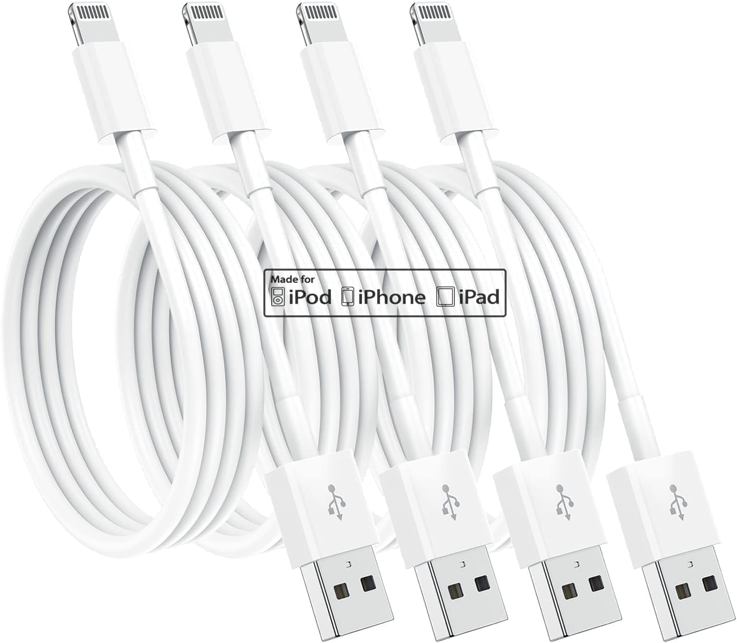 Apple MFi Certified iPhone Charger, 6ft 4 Pack, Lightning USB Cable for ...