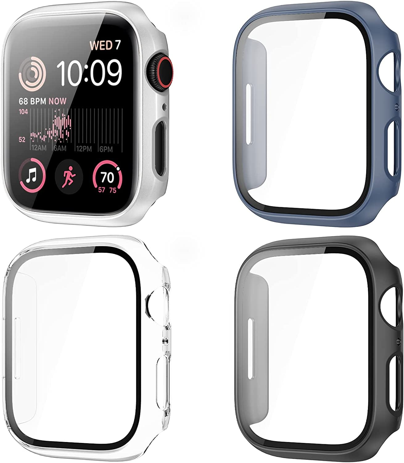[4 Pack] for Apple Watch Screen Protector 44mm Case SE 2022 Series 6 5 ...