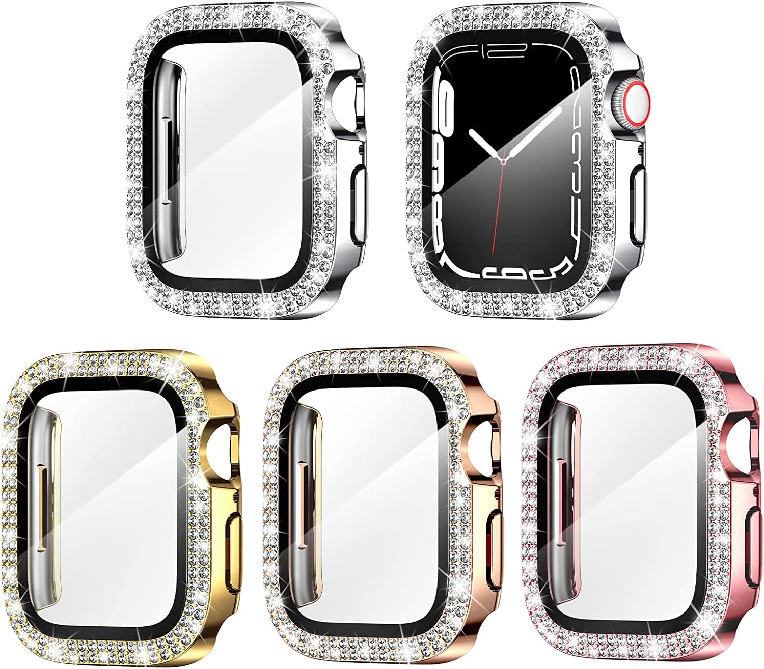 4 Pack for Apple Watch Screen Protector 44mm Series 6/5/4/SE Bling Case ...