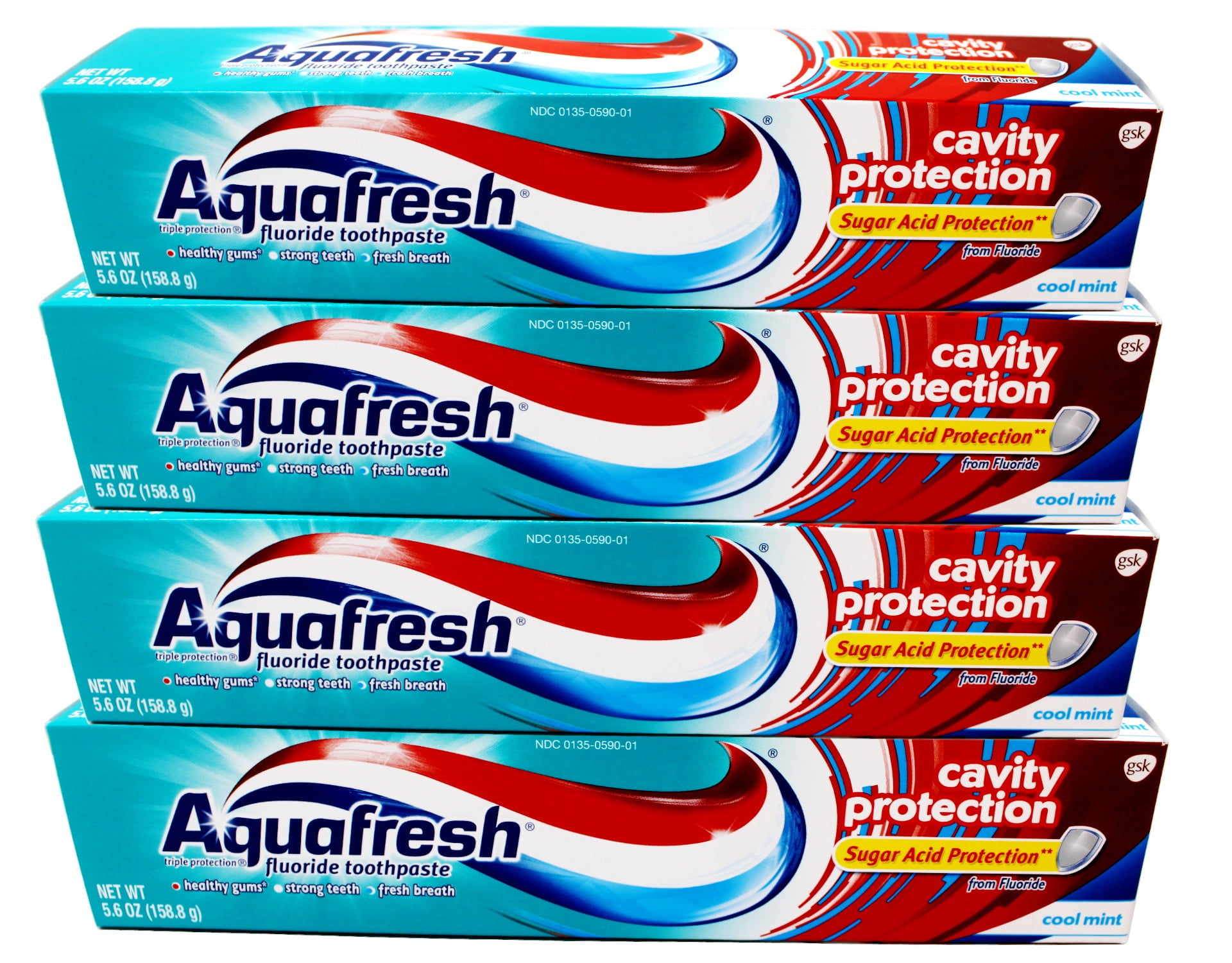 AquaFresh 4 Pack Triple Protection Toothpaste – Cool Mint, Cavity ...