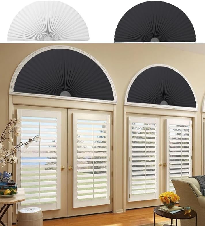 4 Pack Arch Window Shade Half Circle Arched Light Filtering Pleated Shades Blackout Half Circle ...