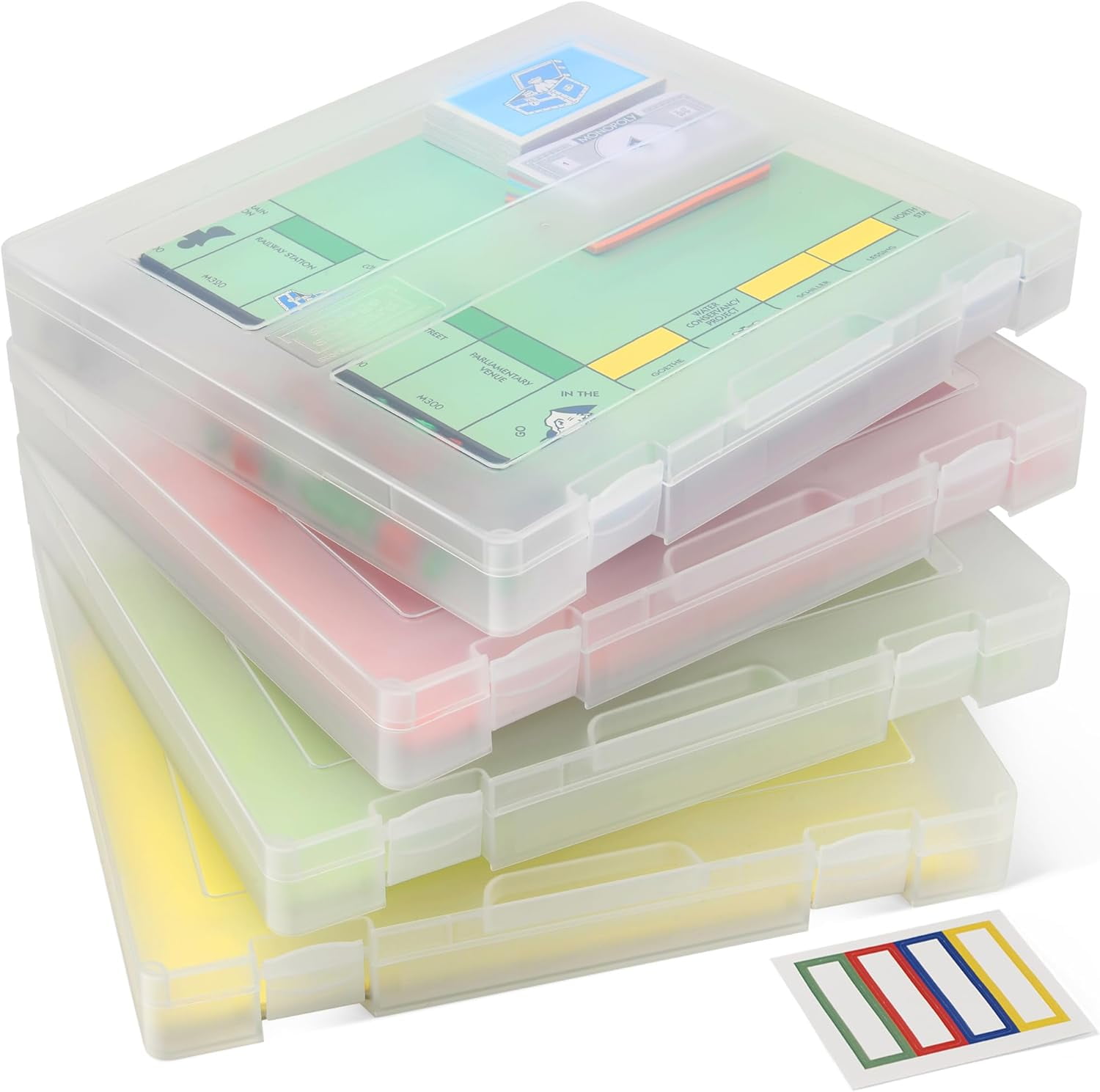 4-Pack Art & Craft Organizer Storage Case - Semi Transparent Stackable ...