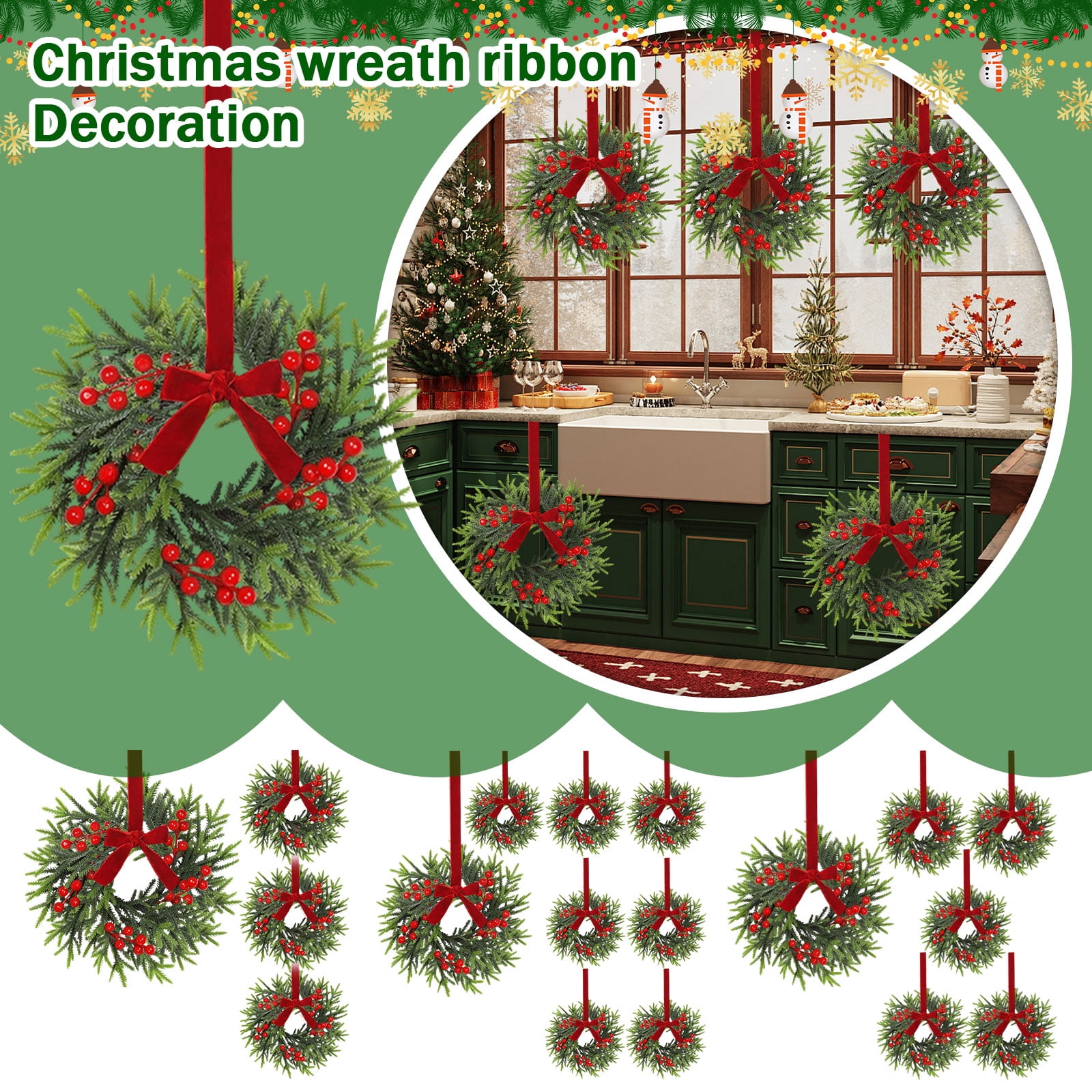 4 Pack Artificial Christmas Wreaths for Front Door, Norfolk Pine ...
