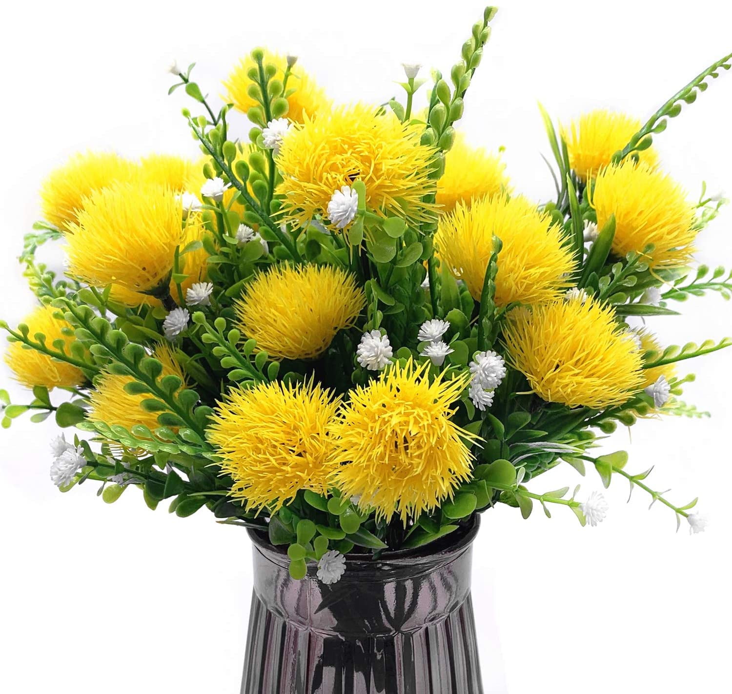 4 Pack Artificial Flower, Plastic Dandelion Flowers Shrubs Bushes Fake ...