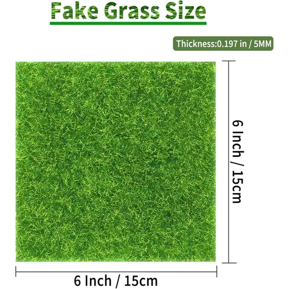 4 Pack Artificial Grass Mats 6x6 Inch, Fake Turf for Crafts, Miniature ...