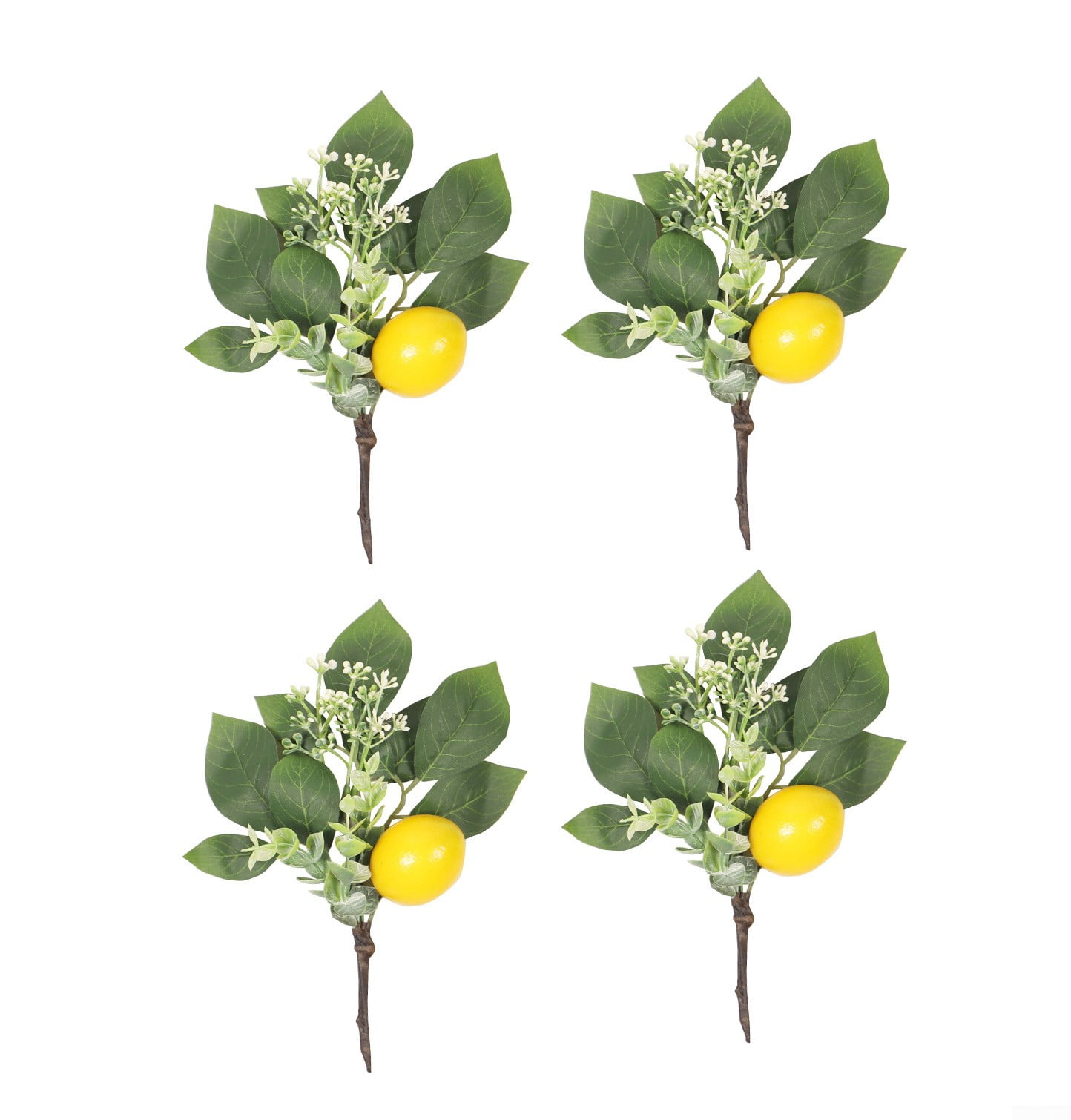 4 Pack Artificial Lemon Branches Artificial Flower Eucalyptus Leaves ...
