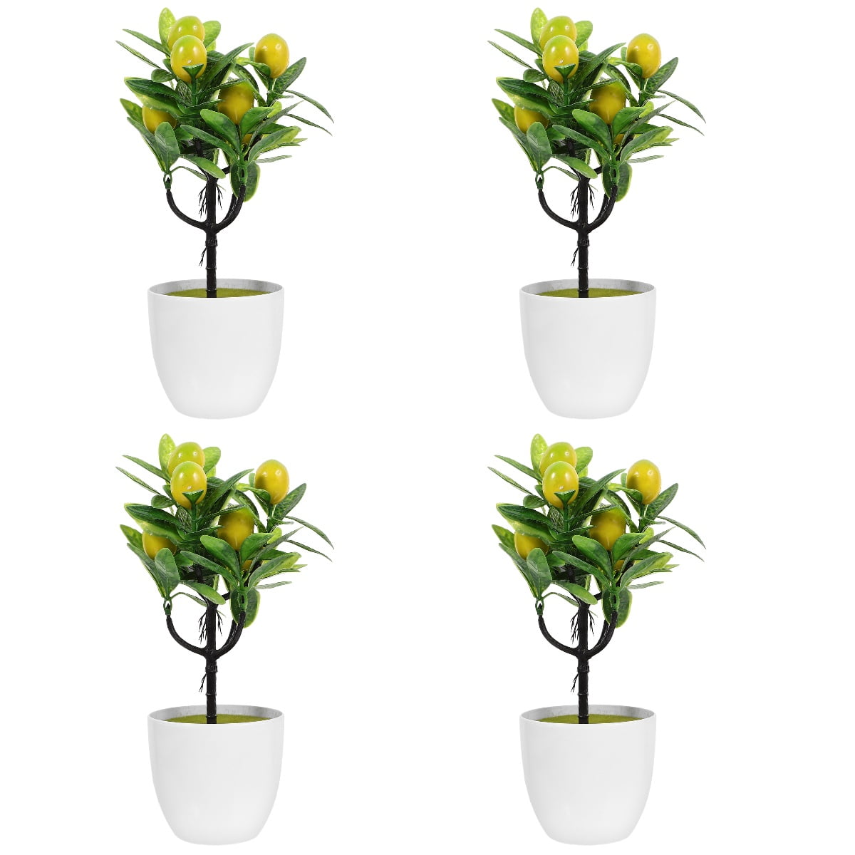 4 Pack Artificial Lemon Tree Plastic Faux Potted Plant Office - Walmart.com