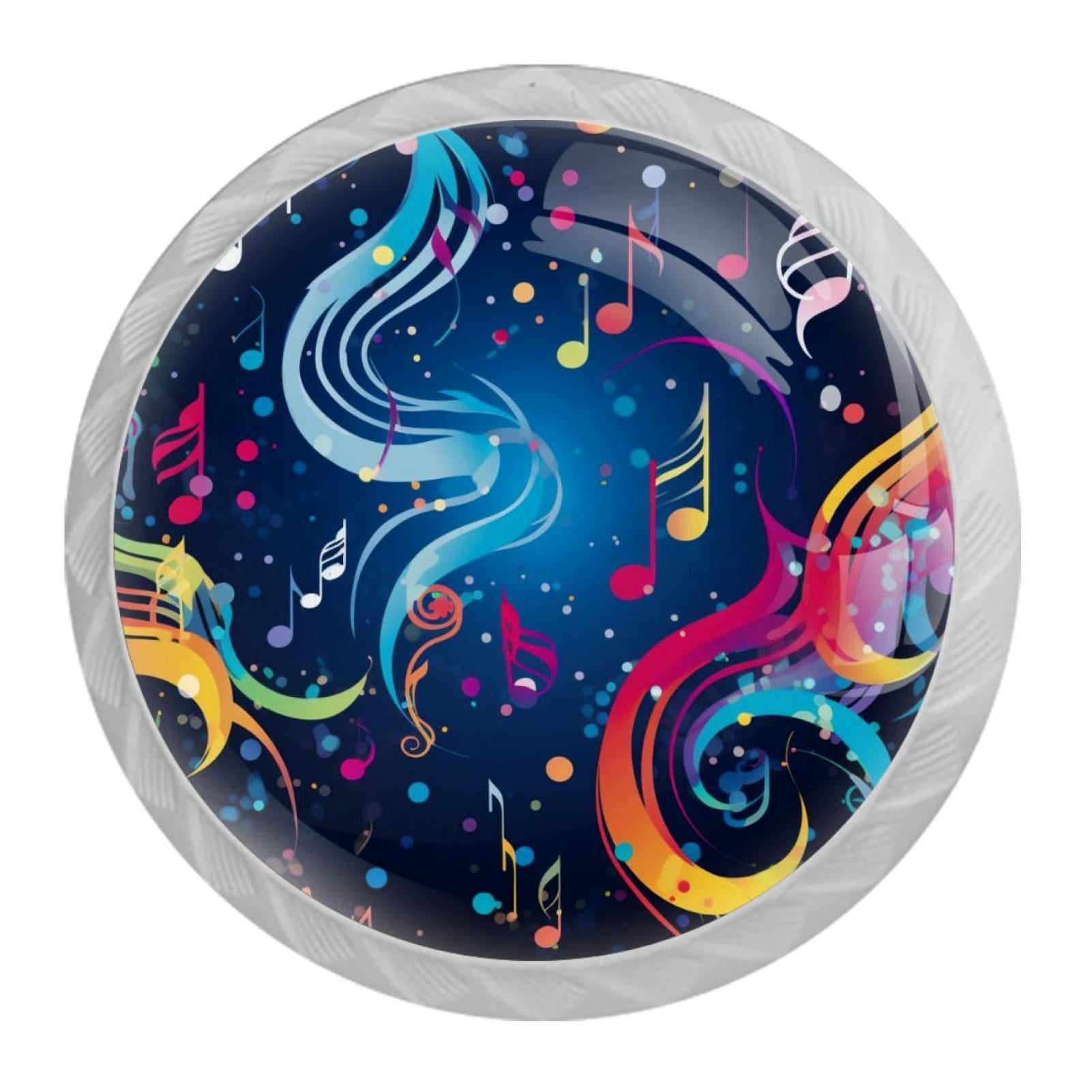 4 Pack Artistic Notes Drawer Knobs Round Shaped Crystal Glass 35mm ...