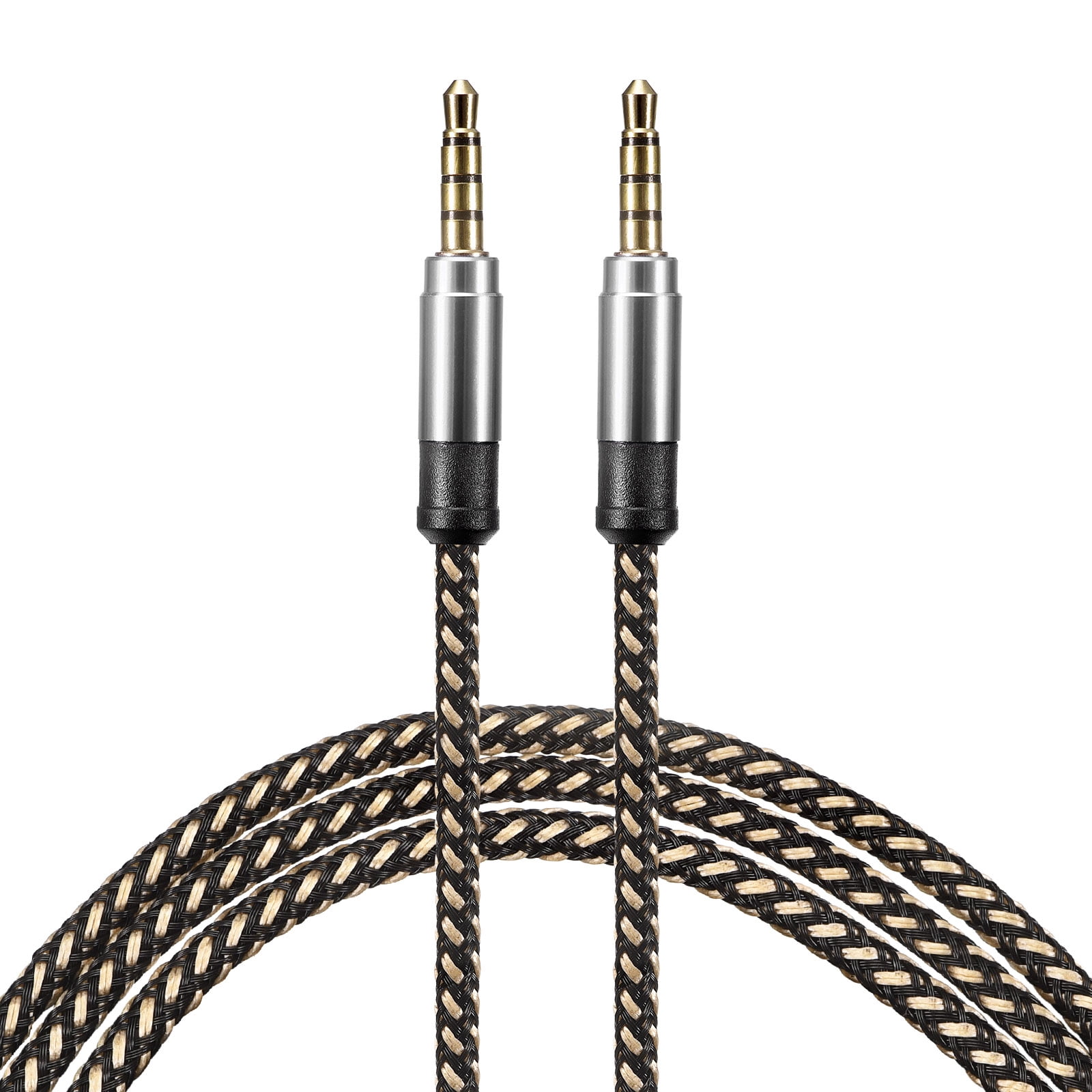 4 Pack Aux Cable 3.5mm Male to Male Nylon Braided 5Ft 4 Pole Hi-Fi ...