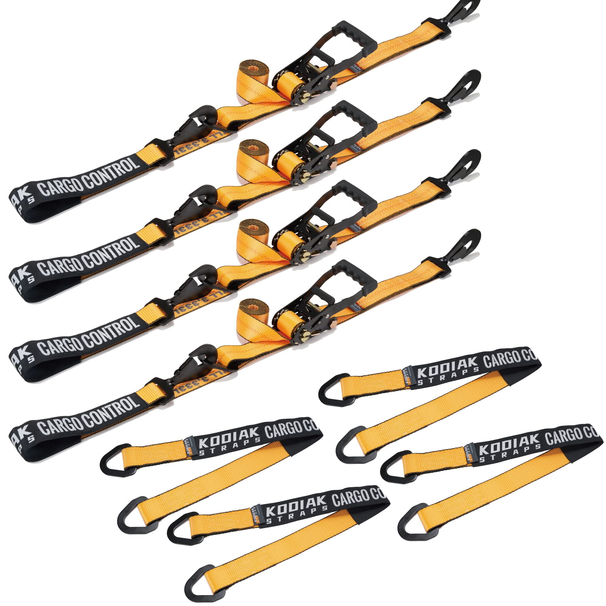 4 Pack Axle Tie Down Strap Combo with Snap Hook Ratchet-2 Inch x 114 ...