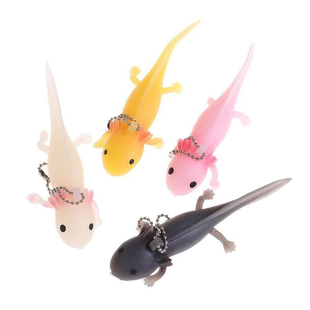 4 Pack Axolotl Keychain Key Chain Rubber Soft Squishy Chain Amphibian ...