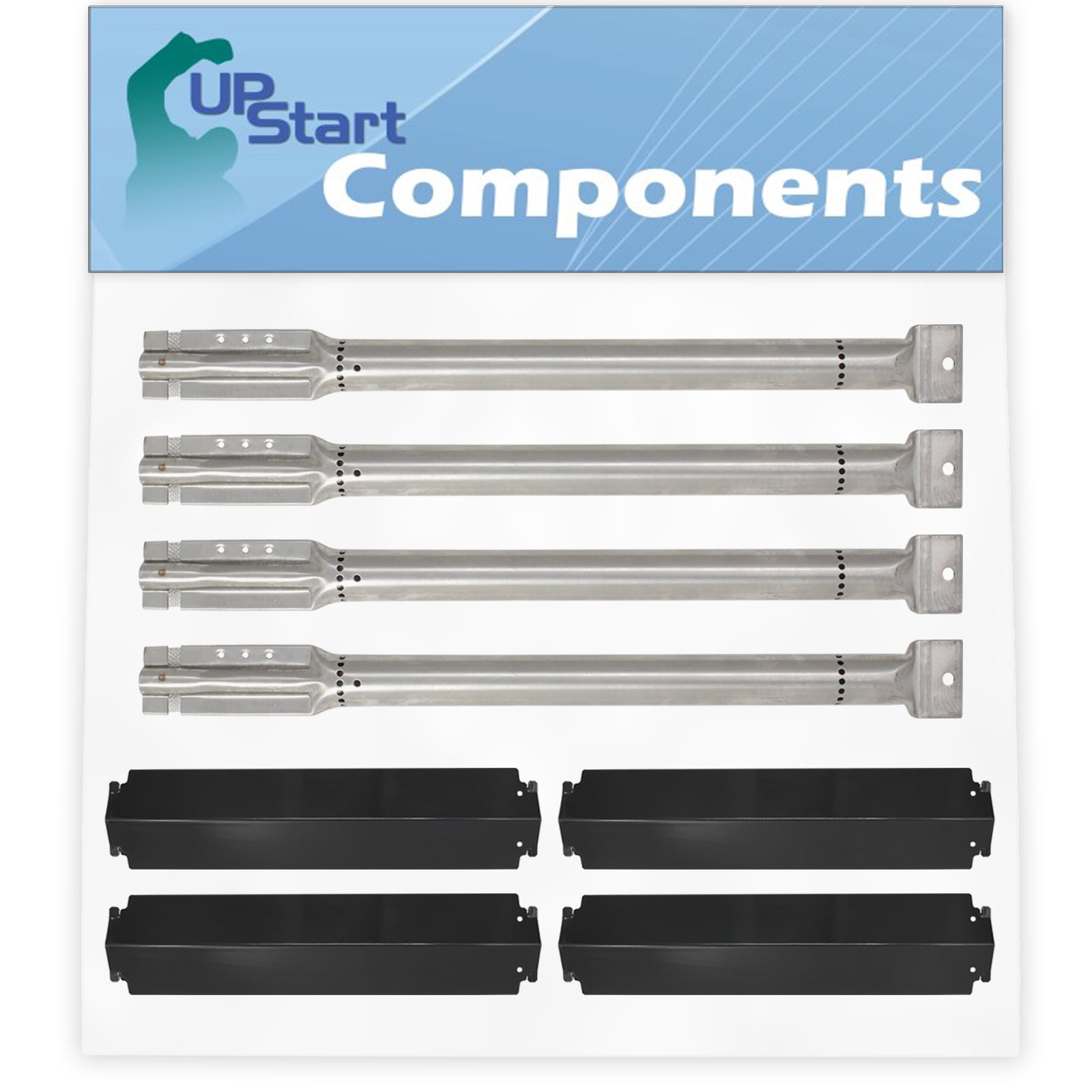 4-Pack BBQ Gas Grill Tube Burner & Heat Shield Plate Tent Replacement ...