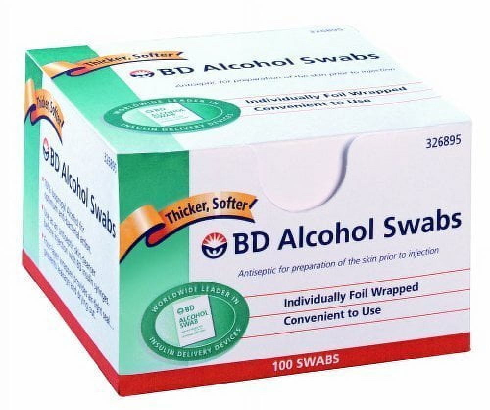 4 Pack BD Alcohol Swabs Individually wrapped Antiseptic 100 Swabs Each ...