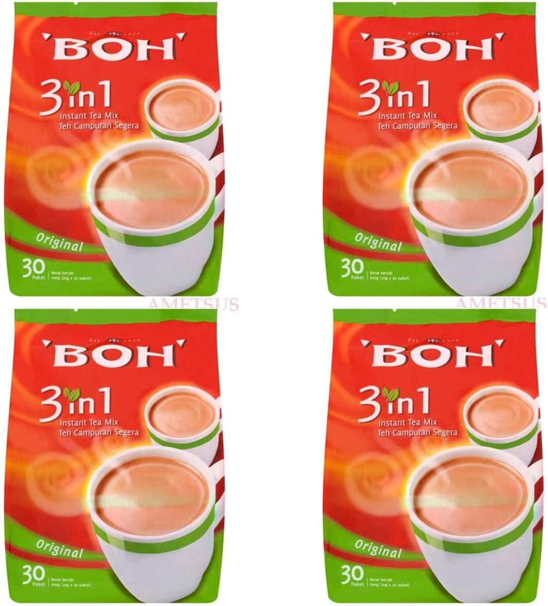 4 Pack BOH Original 3 in 1 Tea Mix Imported from Malaysia (4 x 30 ...