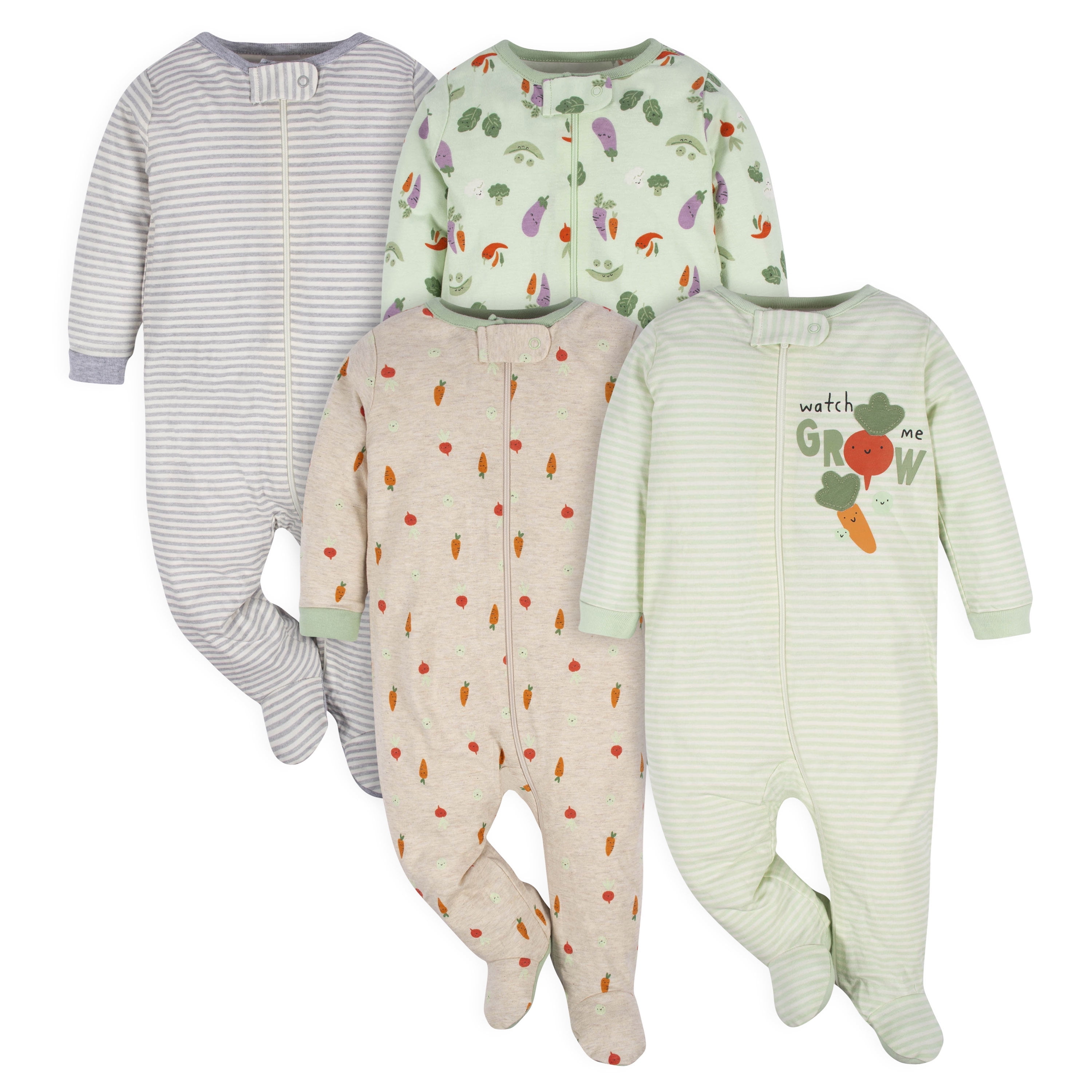 Gerber, 4-Pack Baby Sleep 'N Plays, Neutral Happy Veggies, Newborn ...