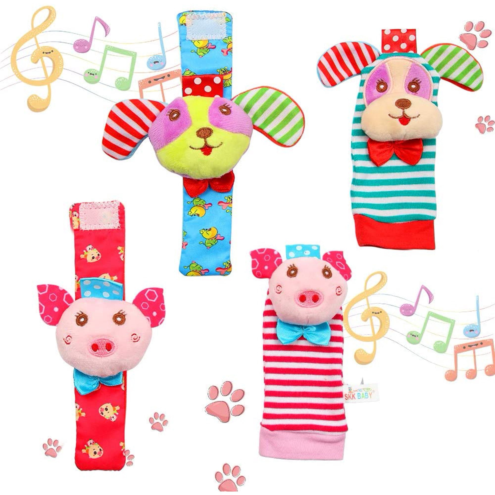 4 Pack Baby Rattle, Infant Wrists Rattle and Foot Socks Toys Set with ...