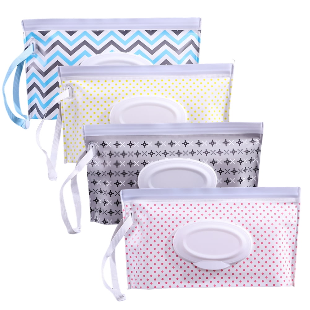 4 Pack Baby Wipe Dispenser Refillable Baby Wipe Bag EVA Tissue Bag ...