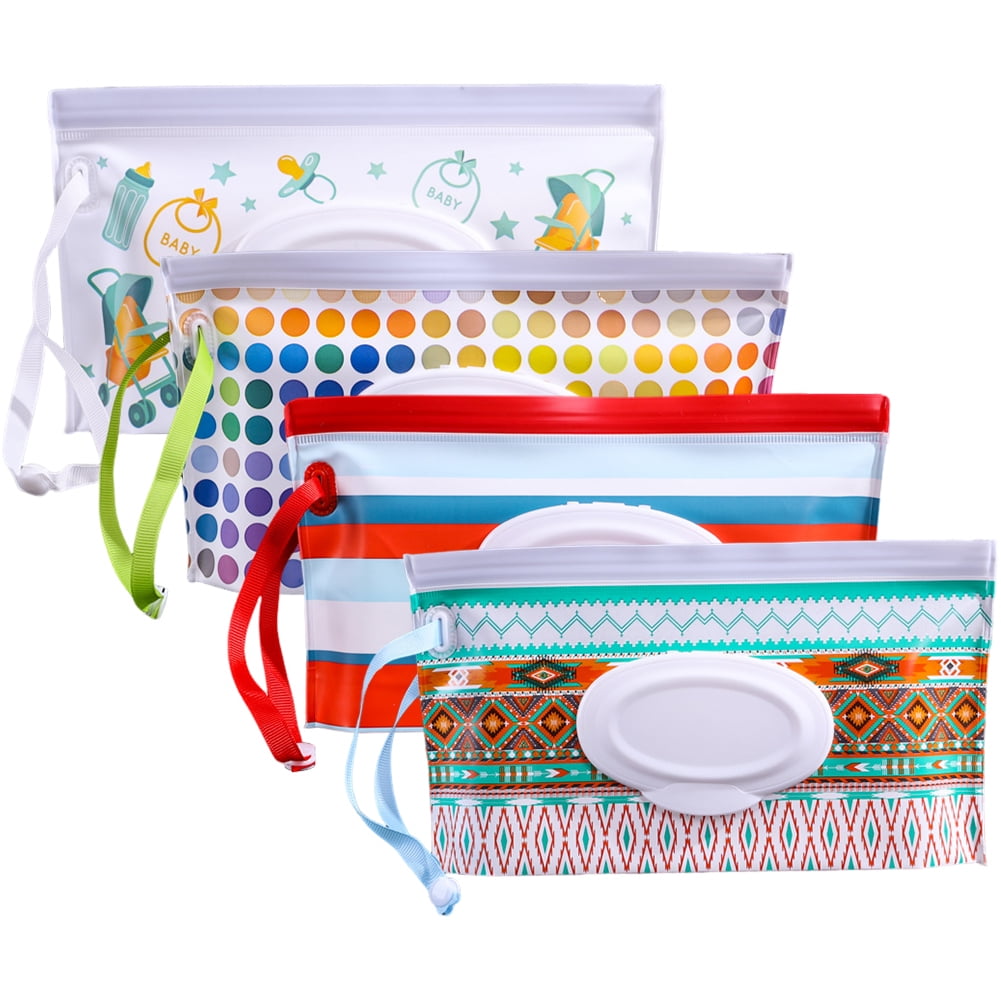 4 Pack Baby Wipe Dispenser Refillable Baby Wipe Bag EVA Tissue Bag ...