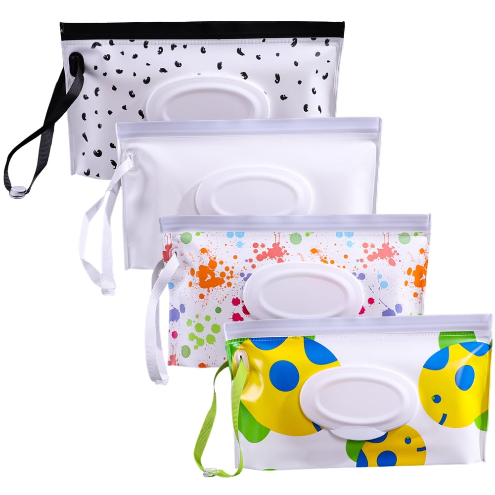 4 Pack Baby Wipe Dispenser Refillable Baby Wipe Bag EVA Tissue Bag ...