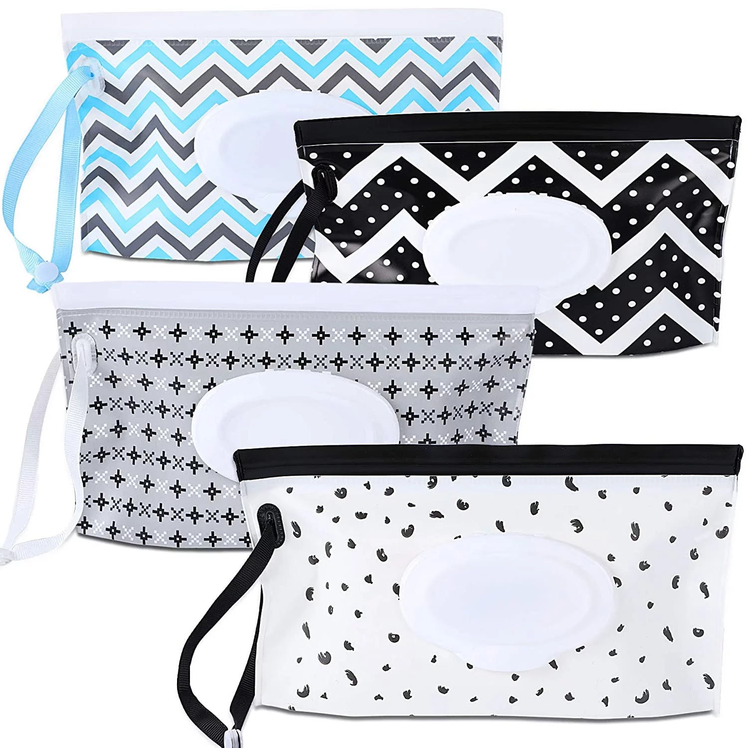 4 Pack Baby Wipe Dispenser, Refillable Baby Wipe Holder Bag Portable ...
