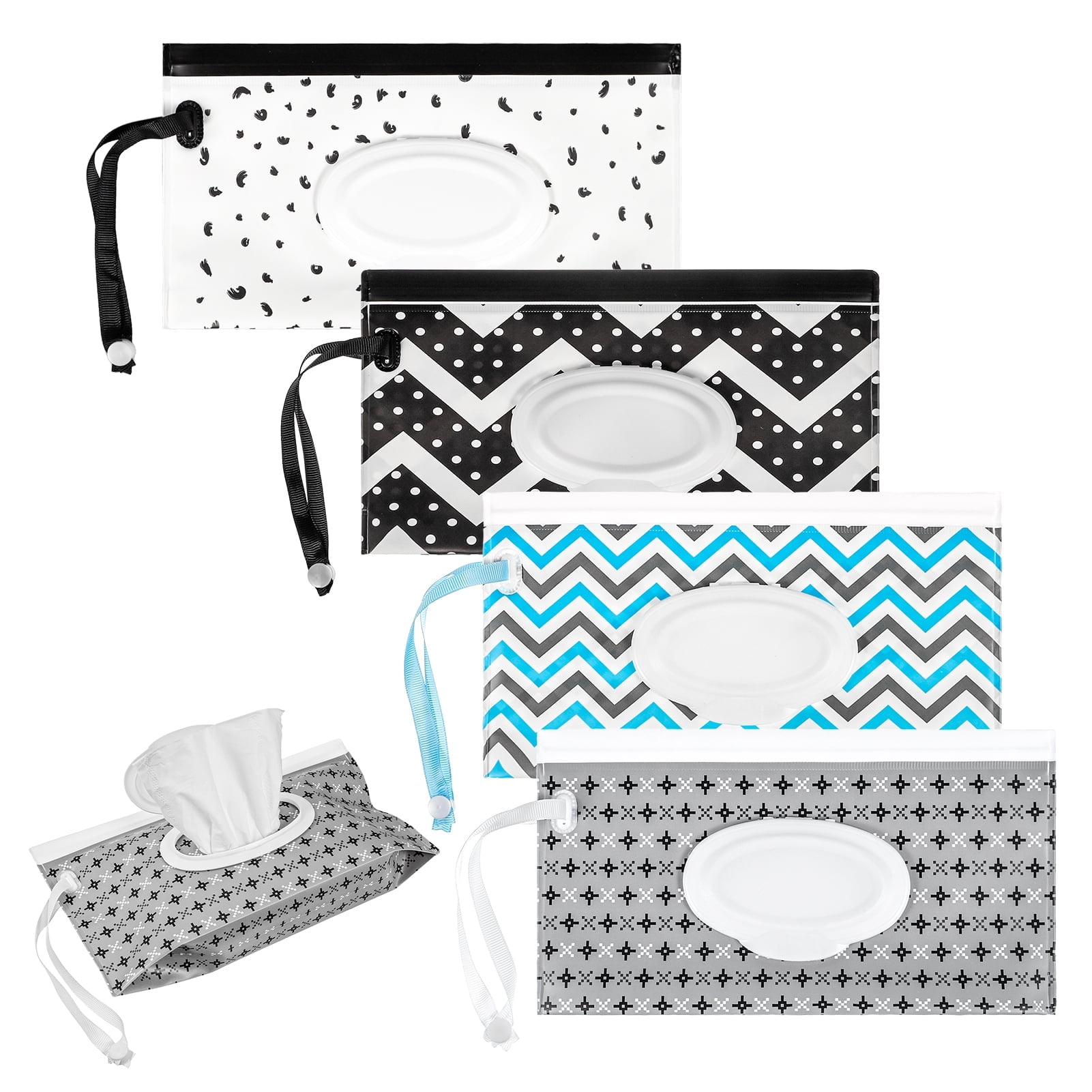 4 Pack Baby Wipe Pouch Bags,Portable and Refillable Baby Wet Wipes ...