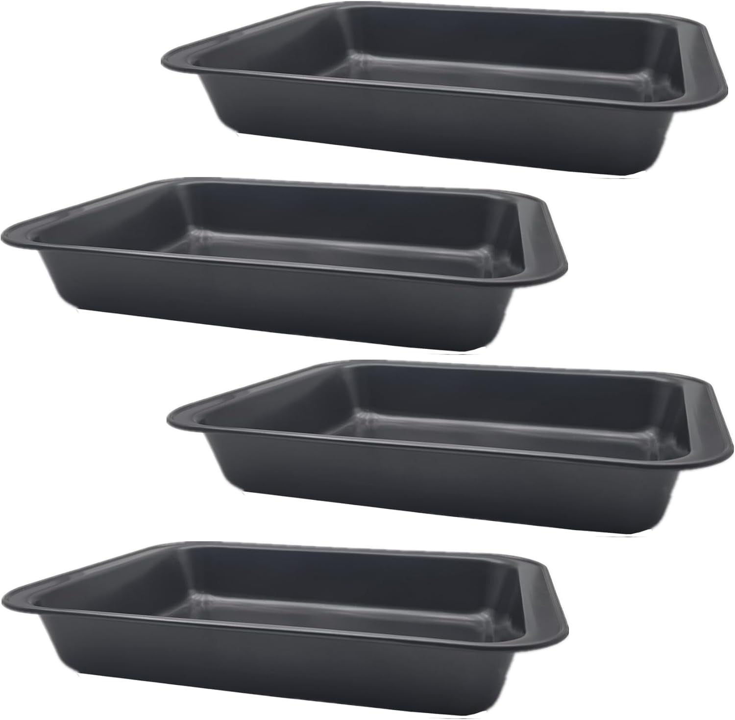 4 Pack Baking Pan, Rectangle Carbon Steel Cake Pan, 12.6 x 8.6 Inch ...