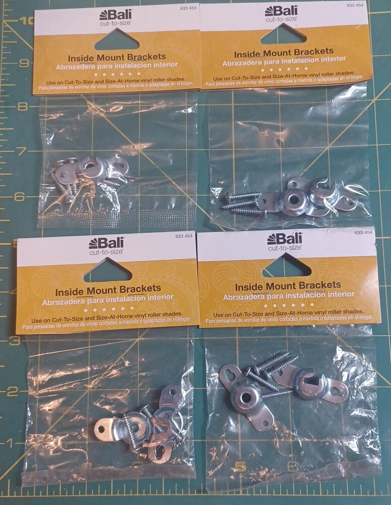 4 Pack Bali Cut-To-Size Roller Shade Bracket Inside Mount Brackets ...