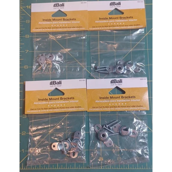 4 Pack Bali Cut-To-Size Roller Shade Bracket Inside Mount Brackets ...