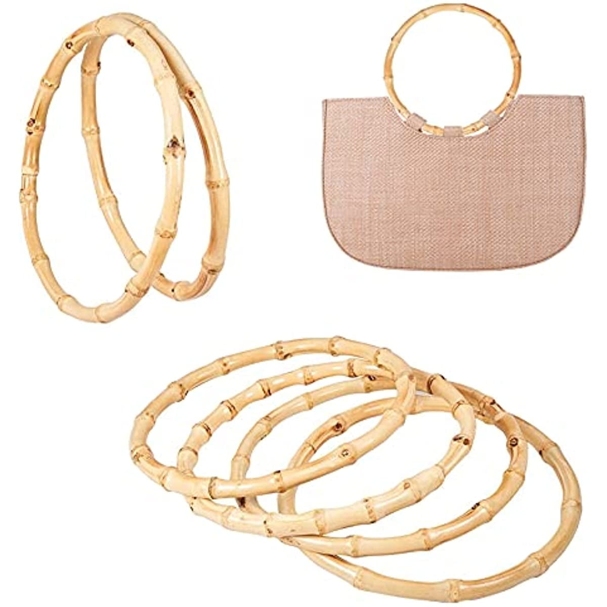 4 Pack Bamboo Purse Handle 5.9 inch Round Handbag Purse Handles ...