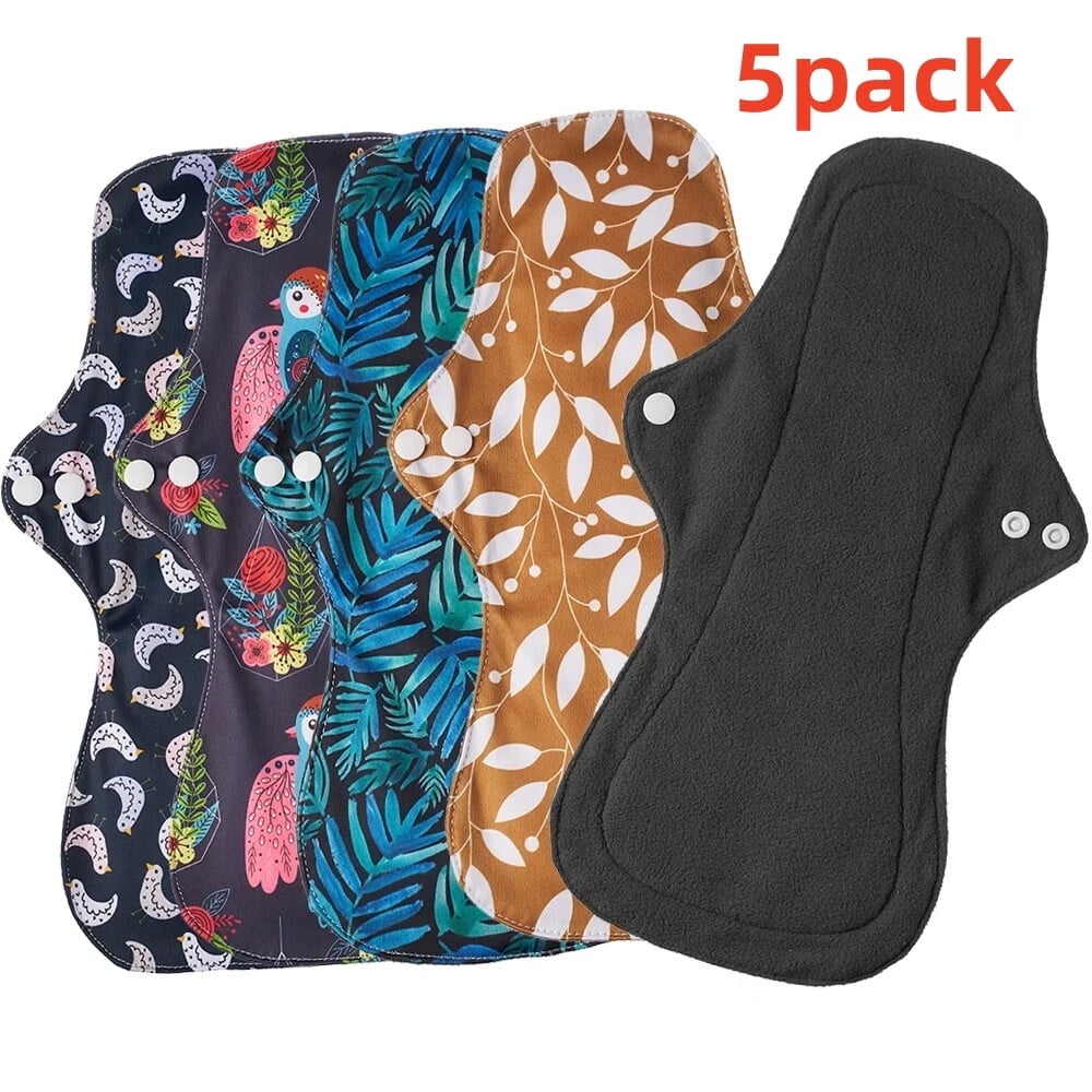 4-Pack Bamboo Reusable Pads Menstrual; Cloth Pads Menstrual Heavy Flow ...