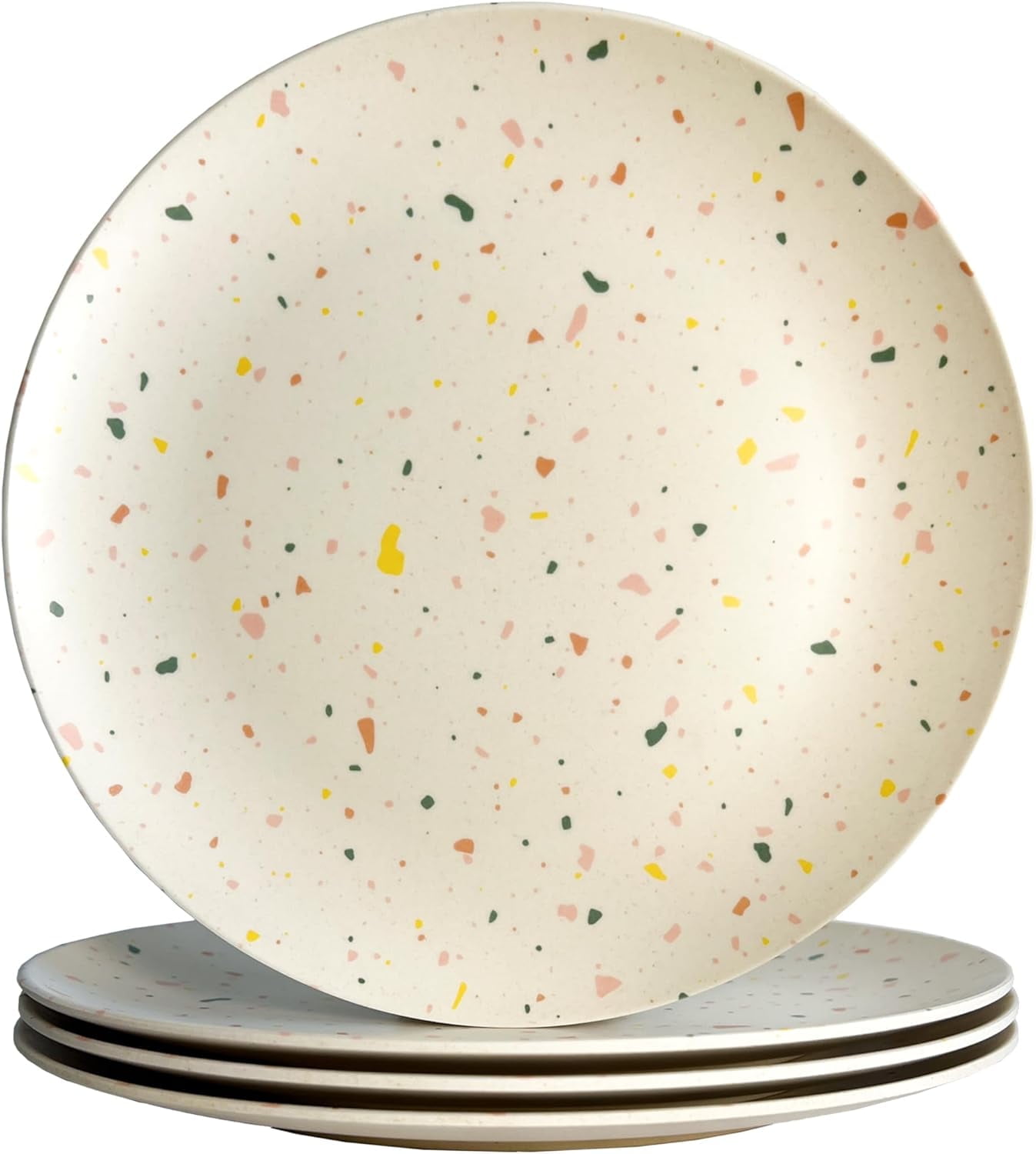 4-Pack Bamboo Toddler Plates - 8" Reusable Kids Dinnerware Set ...