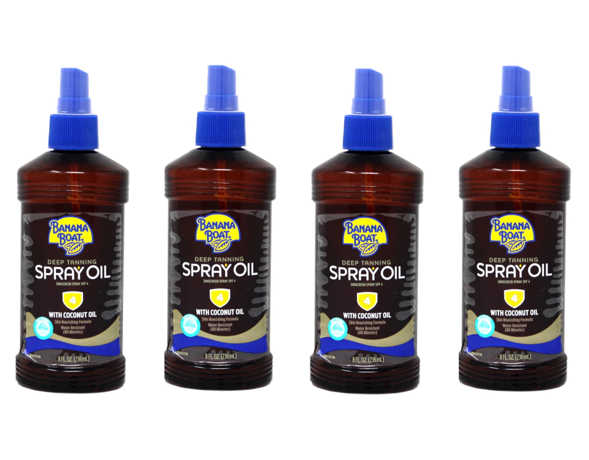 4 Pack Banana Boat Deep Tanning Oil Spray, With Sunscreen SPF 4, 8 Oz ...