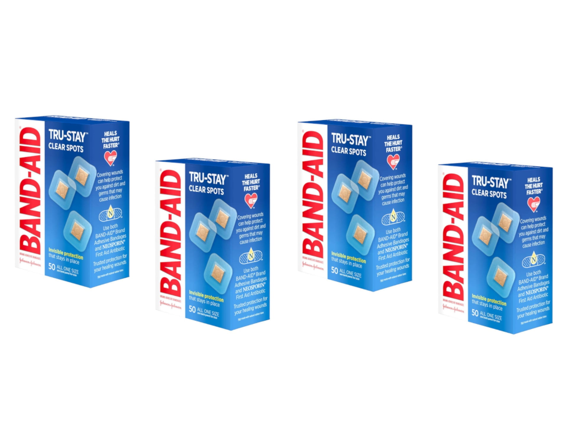 Band-Aid 4 Pack - Clear Spot Adhesive Bandages, Sterile, All One Size ...