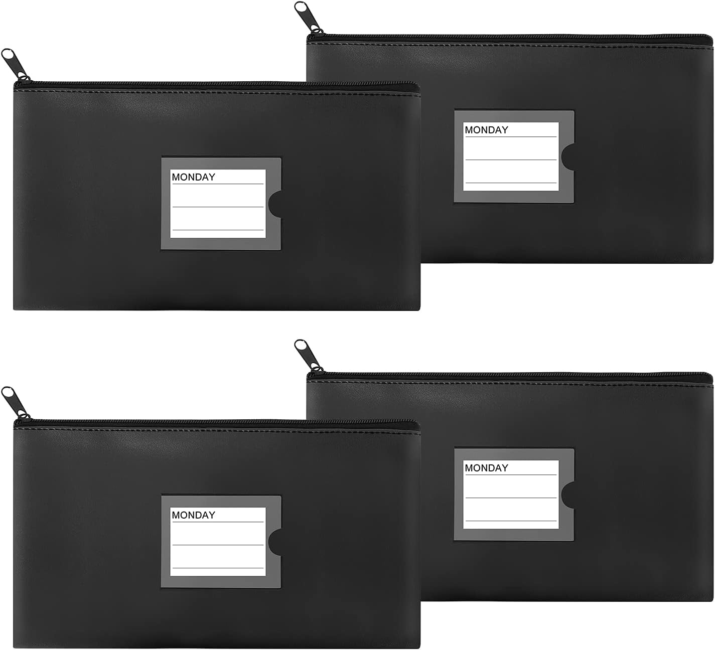 4 Pack Bank Deposit Money Bag, Heavy Duty Leatherette Security Zipper ...